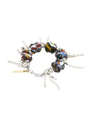 Dries Van Noten Handmade Strass Fringed Bracelet In Blue