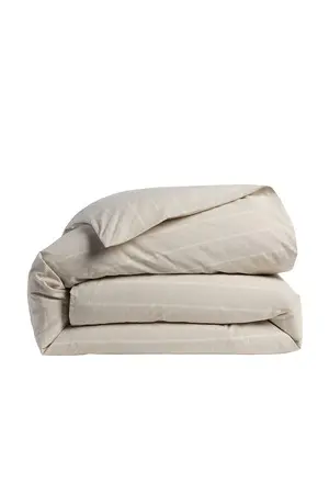 PARACHUTE Brushed Cotton Duvet Cover In Cream - Bone Stripe