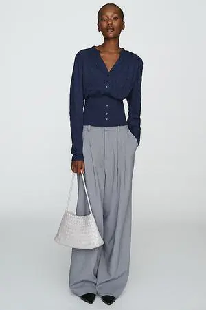 Maeve Shirred Long-sleeve Top - Navy