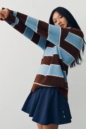 Sundry Long-sleeve Rug Pullover - Sky Blue Multi