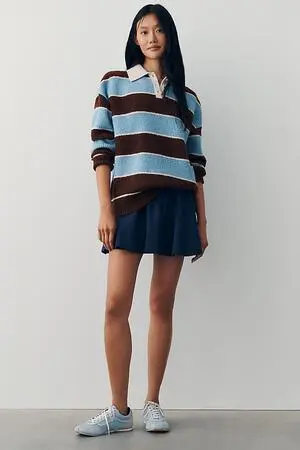 Sundry Long-sleeve Rug Pullover - Sky Blue Multi