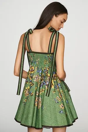 ALEMAIS Phyllis Linen Mini Dress With Floral Print