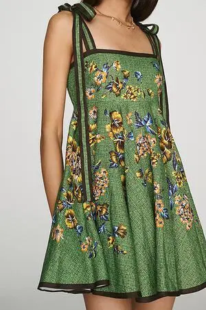 ALEMAIS Phyllis Linen Mini Dress With Floral Print