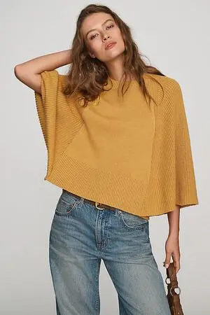 Anthropologie Cotton Wool Cape Sweater - Camel