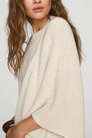 Anthropologie Cotton Wool Cape Sweater - Ivory