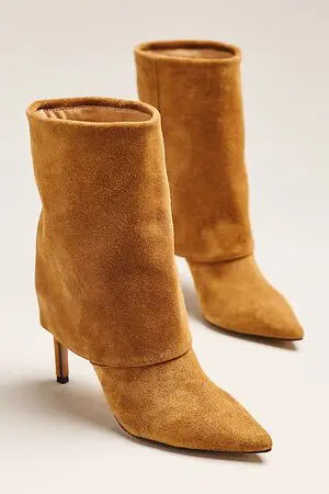 Anthropologie Foldover Suede Ankle Boots