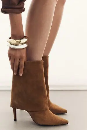 Anthropologie Foldover Suede Ankle Boots
