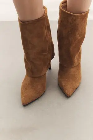 Anthropologie Foldover Suede Ankle Boots