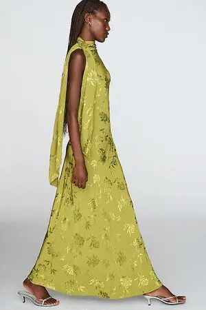 Anthropologie Jacquard Halter Midi Dress
