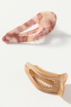 Anthropologie Flat Hair Claw Clips, Set Of 2 - Pink