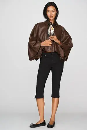 Maeve Faux-leather Cape Jacket