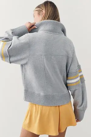 Daily Practice Striped Half-zip Pullover - Grey