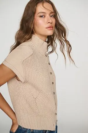 Anthropologie Ribbed Muscle Cardigan With Mock Neck