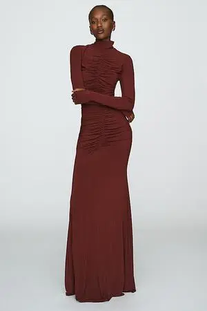 Misha Collection Ruched Maxi Dress - Currant
