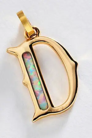 Anthropologie ANTHROPOLOGIE Opal Inlaid Initial Charm Pendant D