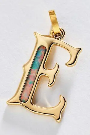 Anthropologie ANTHROPOLOGIE Opal Inlaid Initial Charm Pendant E