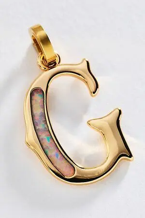 Anthropologie ANTHROPOLOGIE Opal Inlaid Initial Charm Pendant G
