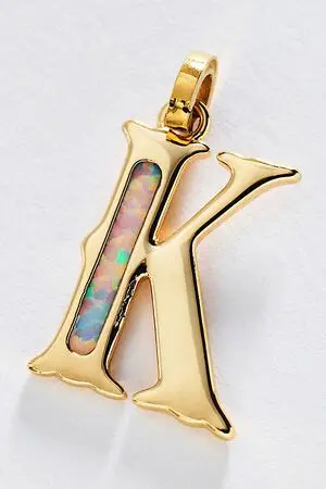Anthropologie ANTHROPOLOGIE Opal Inlaid Initial Charm Pendant K