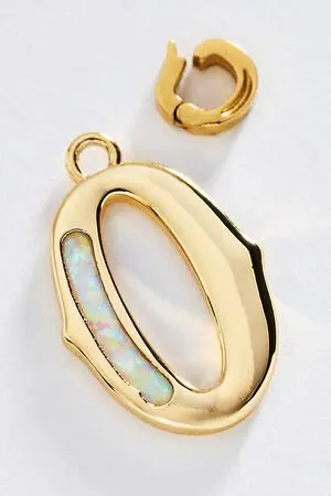 Anthropologie Opal Inlaid Initial Charm Pendant - O
