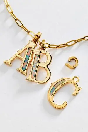 Anthropologie Opal Inlaid Initial Charm Pendant - O