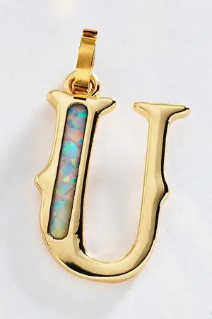 Anthropologie ANTHROPOLOGIE Opal Inlaid Initial Charm Pendant U