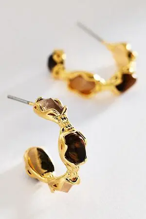 Anthropologie Lattice Hoop Earrgs Brown