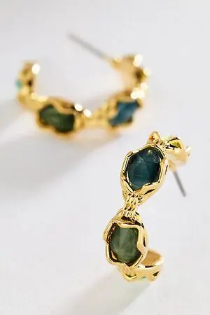 Anthropologie Lattice Hoop Earrgs - Green