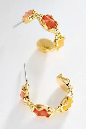 Anthropologie Lattice Hoop Earrgs Red