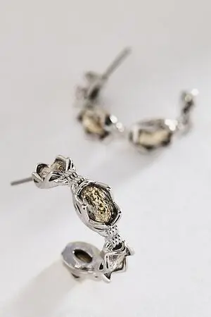 Anthropologie Lattice Hoop Earrgs Silver/clear