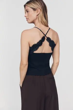Astr The Label Naomi Lace-trim Tank Top - Black