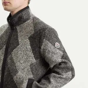 Moncler Zip Up Wool Jacquard Jacket