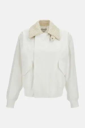 Bottega Veneta Cotton Jacket With Interwoven Leather Collar