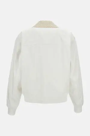 Bottega Veneta Cotton Jacket With Interwoven Leather Collar