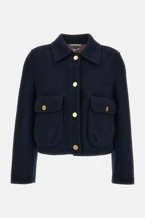 Thom Browne Cashmere-like Wool Jacket With Bell Sleeves - Blue