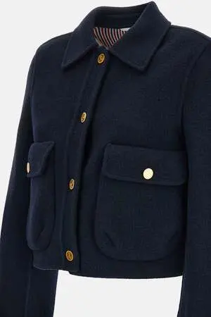 Thom Browne Cashmere-like Wool Jacket With Bell Sleeves - Blue