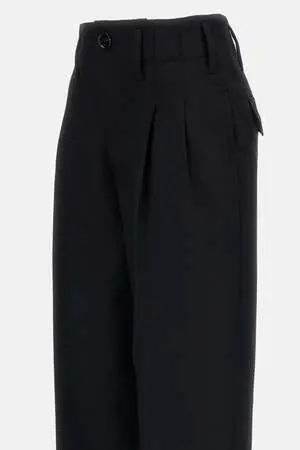 AMI Paris High-waisted Wide-leg Trousers In Virgin Wool Gabardine - Nero