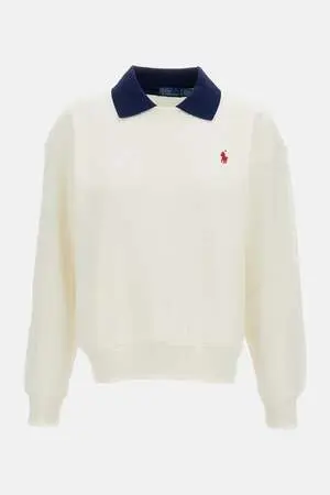 Polo Ralph Lauren Crewneck Sweatshirt With Contrast Collar - White