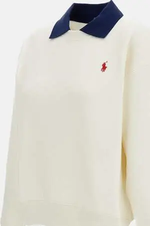 Polo Ralph Lauren Crewneck Sweatshirt With Contrast Collar - White