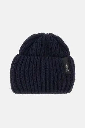 Borsalino Pure Wool Rib Knit Beanie - Blue