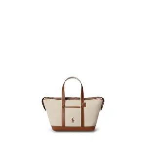 Ralph Lauren Cotton Canvas Mini Shopper Tote With Leather Trim