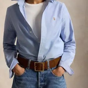 Ralph Lauren Sueded Calfskin Square Buckle Belt
