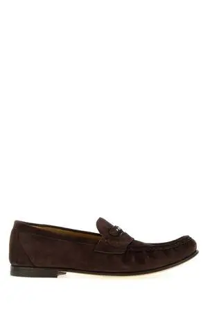Fendi Dark Suede Crosta Loafers - Brown
