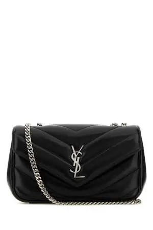 Saint Laurent Small Loulou Shoulder Bag In Lambskin With Silver Metal Finishing - Black