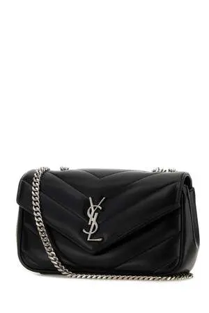 Saint Laurent Small Loulou Shoulder Bag In Lambskin With Silver Metal Finishing - Black