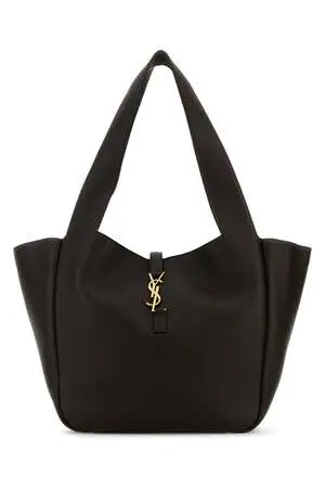 Saint Laurent Le 5 À 7 Bea Shopping Bag In Deer Leather With Golden Metal Finishing - Brown