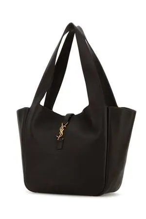 Saint Laurent Le 5 À 7 Bea Shopping Bag In Deer Leather With Golden Metal Finishing - Brown