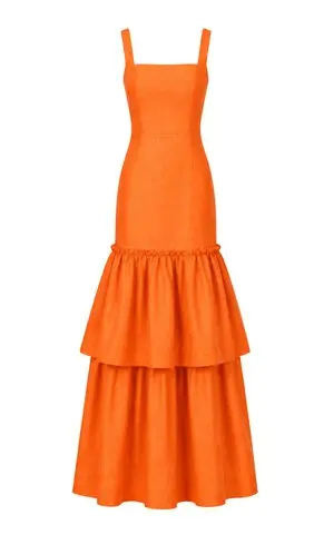 REDONDO BRAND Salome Maxi Dress With Tiered Ruffles - Orange