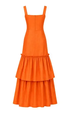REDONDO BRAND Salome Maxi Dress With Tiered Ruffles - Orange