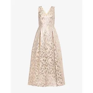Huishan Zhang Floral Jacquard Maxi Dress - Gold