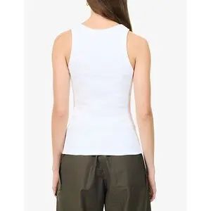 AMI Paris Logo-embroidered Stretch-rib Cotton Tank Top